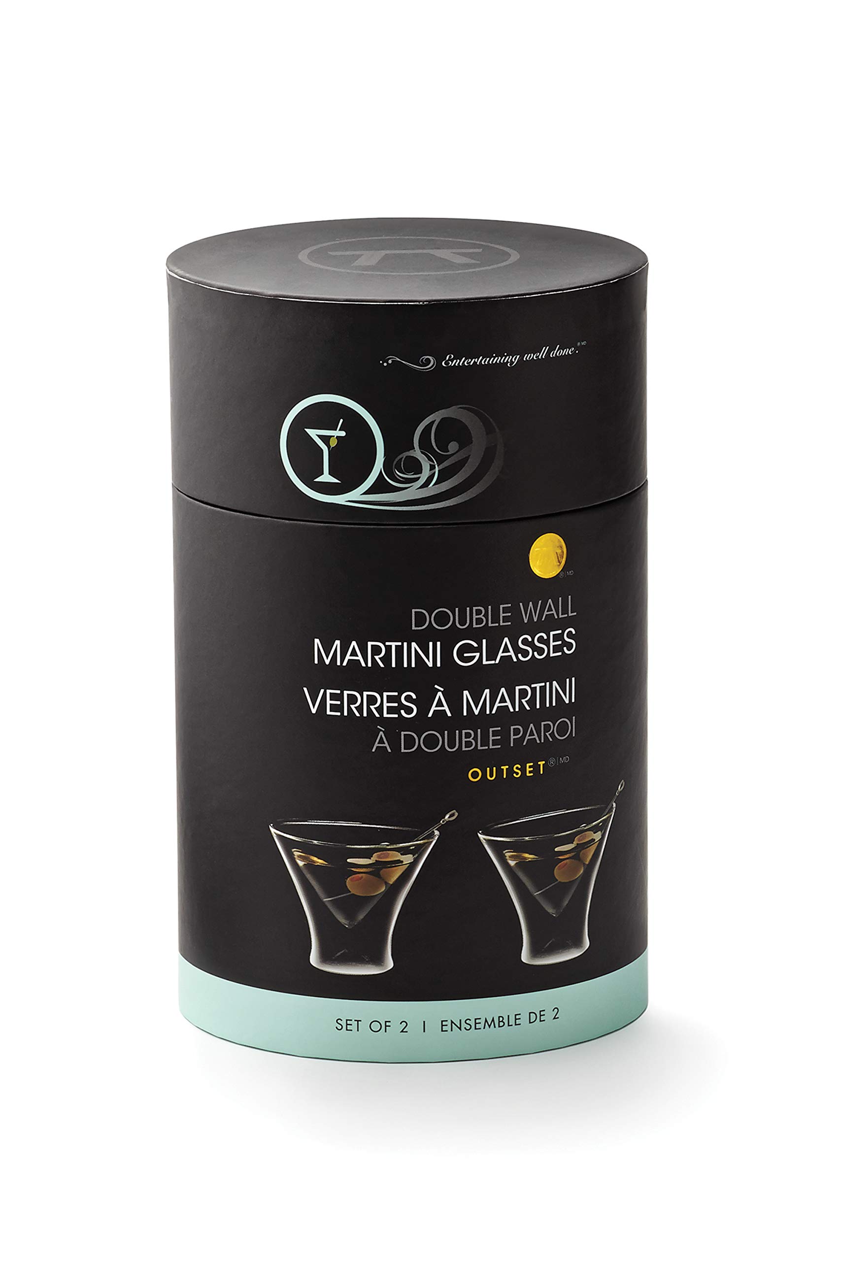 Outset Double Wall Glasses, Martini Glasses, Set of 2, Borosilicate Glassware