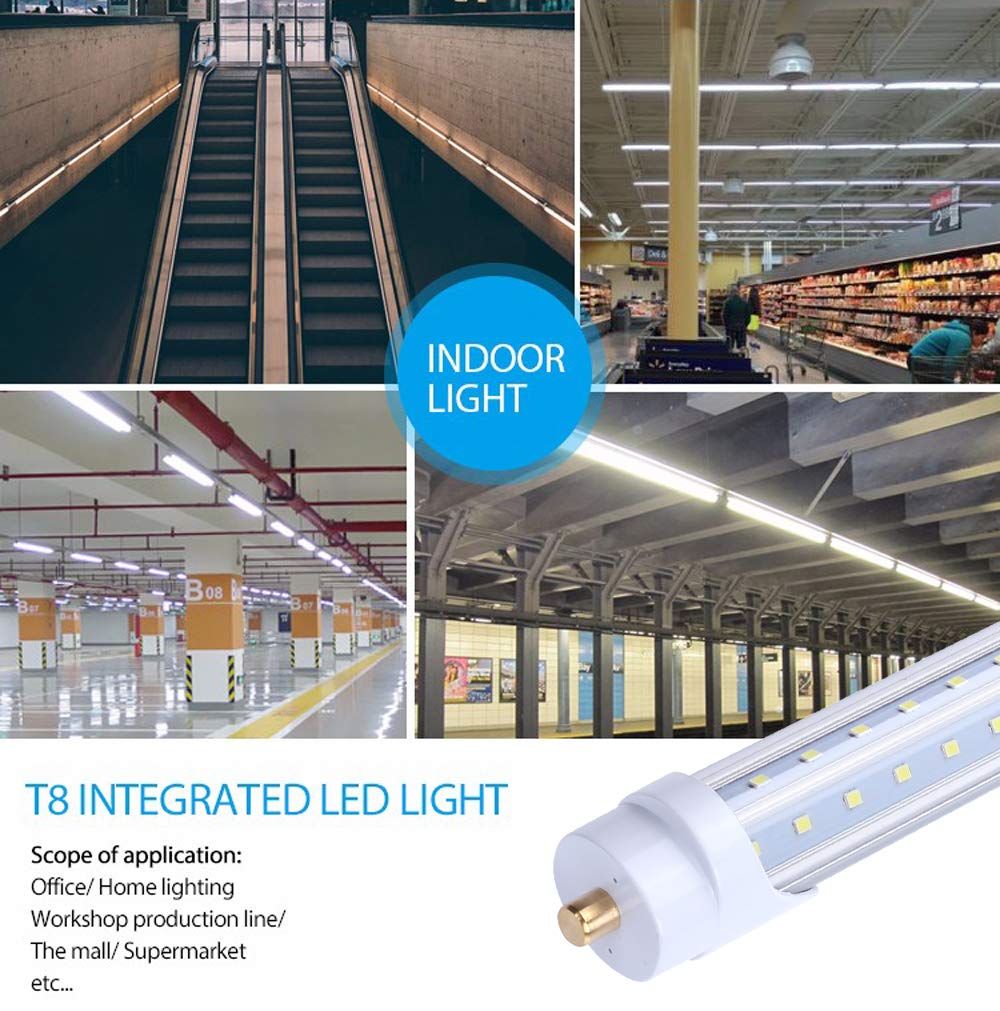 JOMITOP 65W T8 V Shaped 8FT LED Tube Light 270 Angle, Single Pin FA8 Base 7800LM 5000K Natural White, 8 Foot Double Side (150W LED Fluorescent Bulbs Replacement),Dual-Ended Power AC 85-277V 12 Pack