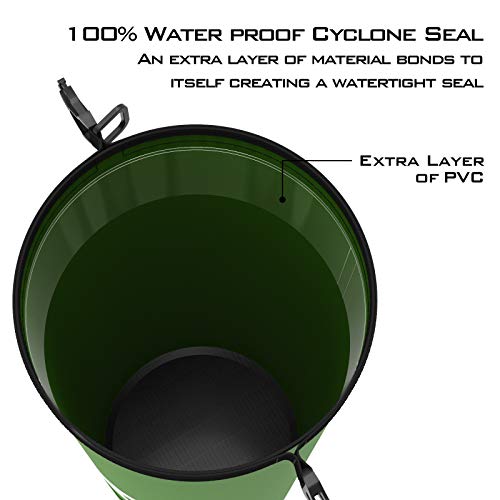 KastKing Cyclone Seal Dry Bag - 100% Waterproof Bag with Phone Case Front Zippered Pocket,Perfect for Beach,Fishing,Kayaking,Boating,Hiking,Camping,Biking,Skiing,Green,30L