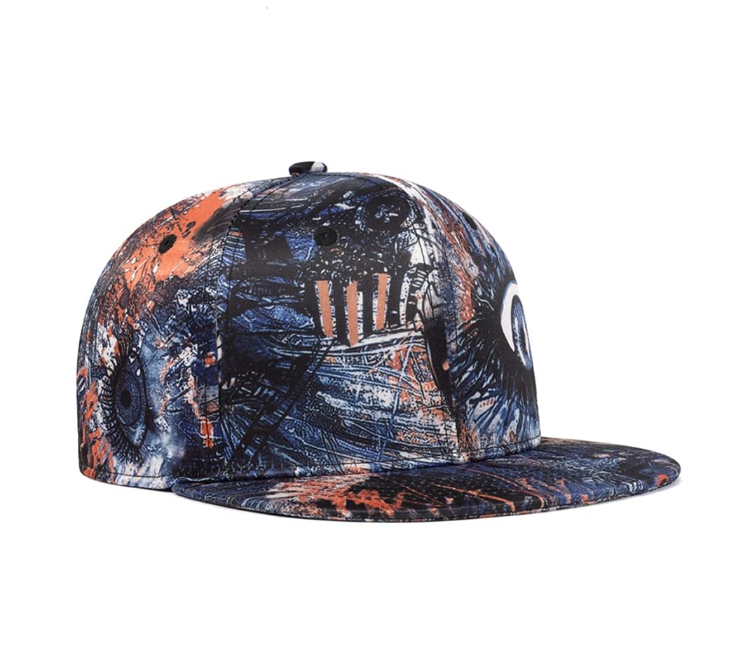 Quanhaigou Colorful Graffiti Snapback Hats for Men Women, Abstract Printed Sun Baseball Cap Flat Bill Youth Hip Hop Caps