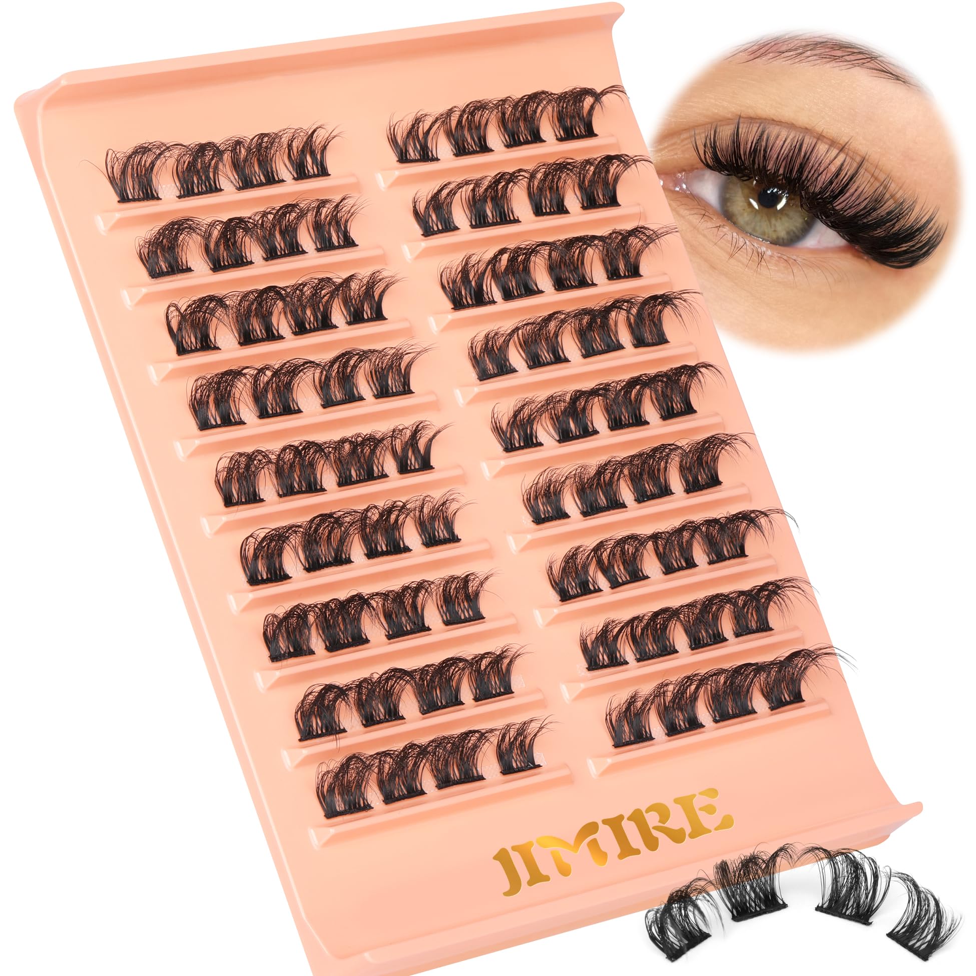 Lash Clusters Wispy DIY Eyelash Extension Individual Lashes 7-15MM D Curl Fluffy Cat Eye Lash Clusters Extension 9 Pairs 72Pcs Self Application at Home by JIMIRE