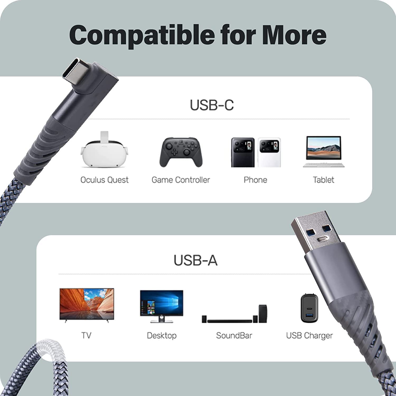 Oculus Link Cable,Askoppo Oculus Quest 2 Link Cable,Compatible with Oculus/Meta Quest 2/1 and PC/Steam VR, High Speed PC Data Transfer,for VR Headset and Gaming PC (16FT(5M)).