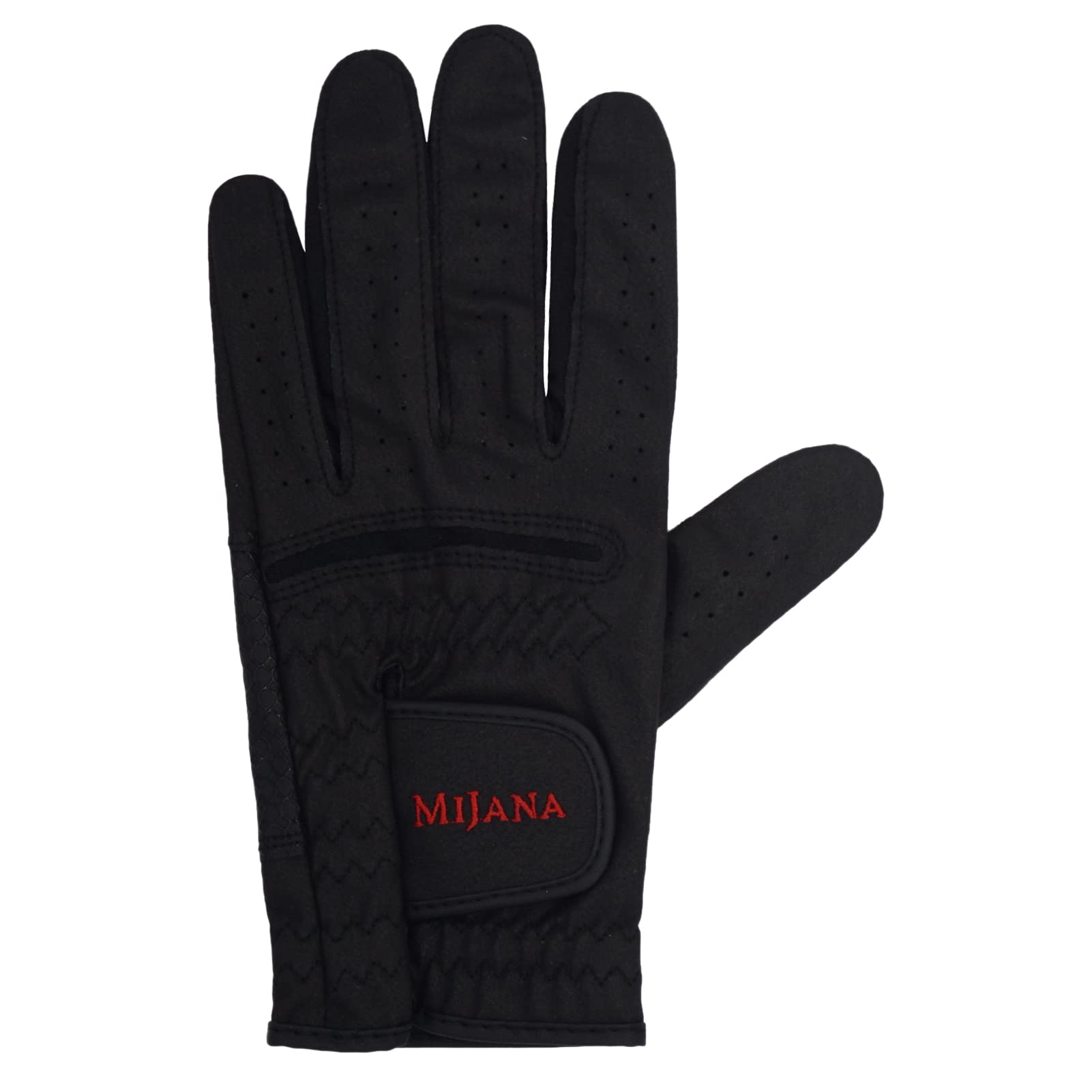 MJ Men's Golf Gloves, Left Hand, White Black Microfiber Soft Golf Gloves (#23, Black)