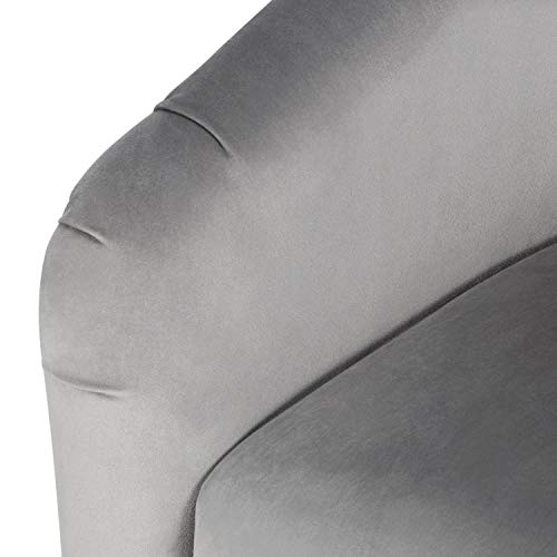 Yaheetech Accent Chair with Ottoman Foot Rest, Mid Century Modern Upholstered Soft Barrel Chair, Comfy Fabric Armchair and Footrest Set for Living Room/Bedroom/Reading Room, Gray