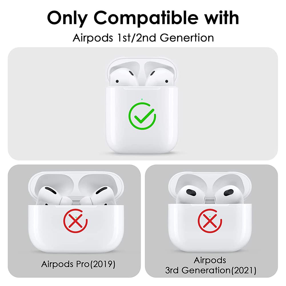 MOWIME Compatible with AirPods 1 Case Silicone, Love Heart Cute Pattern AirPods 2 Generation Case Full Body Protective Cover with Key-Chain for AirPods 1/2 Charging Case -Pink
