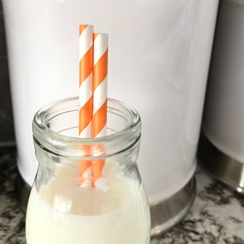 Outside the Box Papers Construction Theme Striped and Polka Dot Paper Straws 7.75 Inches 100 Pack Black, Yellow, Orange, White