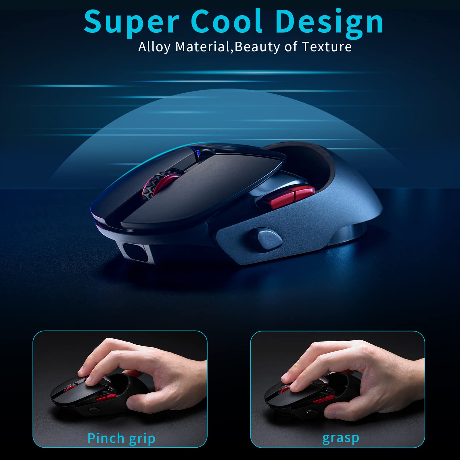 Rapoo VT960S High Performance Wireless Gaming Mouse PAW3370 Sensor 19000 DPI, OLED Display Wired/Wireless Modes with Lightsync RGB, 9 Programmable Buttons, On-Board Memory for PC Computer Laptop