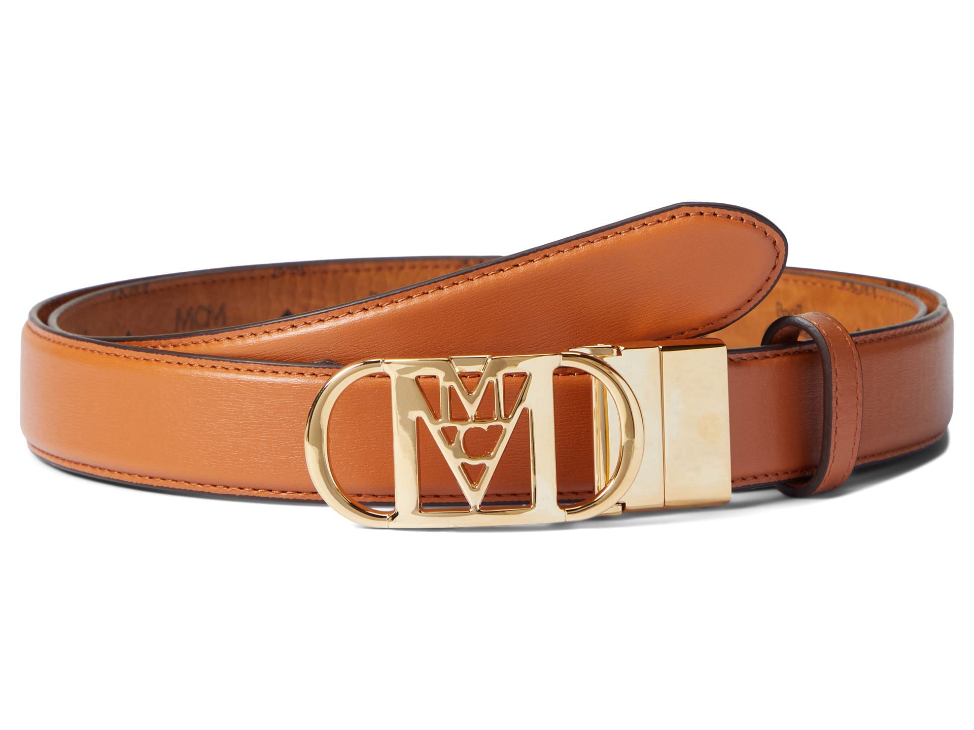 MCM Mode Mena Reversible Belt Adjustable Cognac One Size