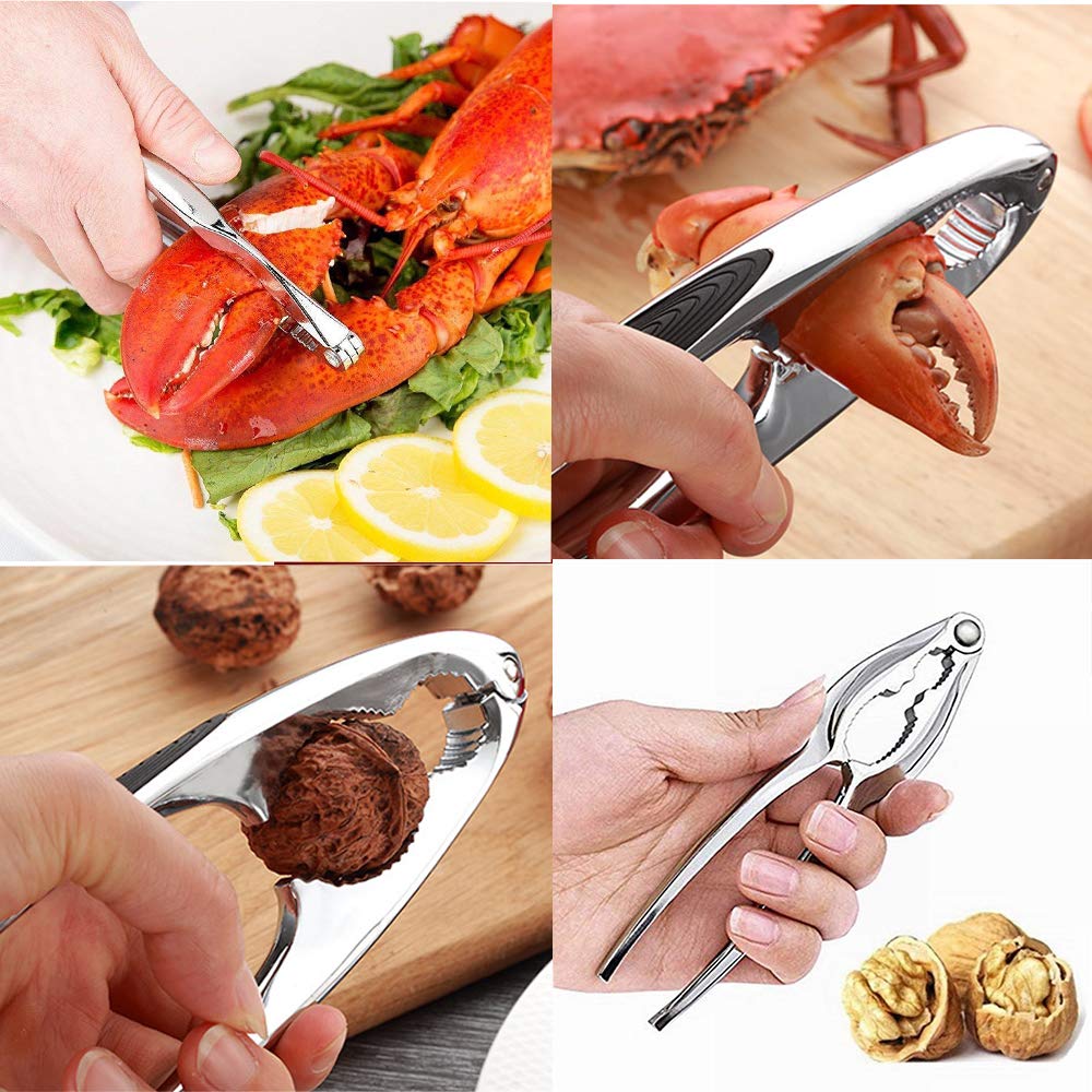 JDSUMS 15 Seafood Tools Picks Set Crackers Tools,2 Lobster Shellers,6 Red Picks,1 Scissor,6 Stainless Steel Forks for Lobster, Crab, Crawfish and Other Crustaceans - Kitchen Easy-opener Picnic Tools