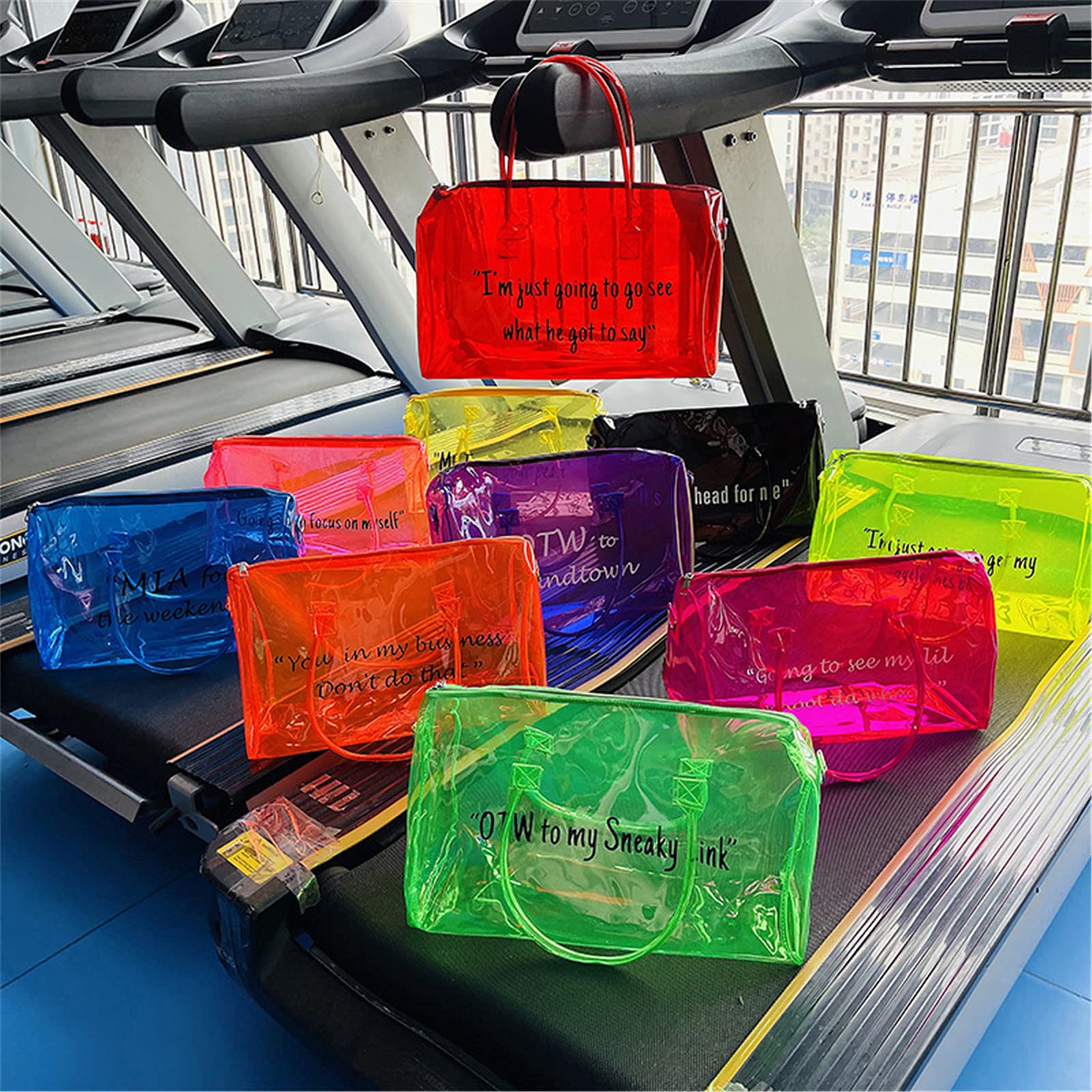 KAMIZE Trendy Clear bags,Yoga Clear Tote Bag With Zipper Closure Clear Tote Bags For Work Beach Stadium