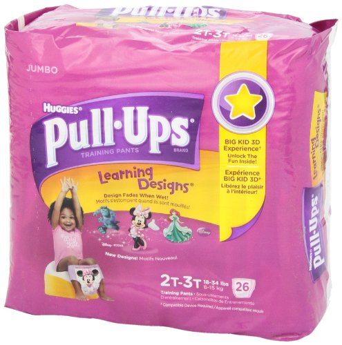 Huggies Pull-Ups Training Pants for Girls with Learning Designs, Jumbo Pack, Size 2T-3T, 26 ct