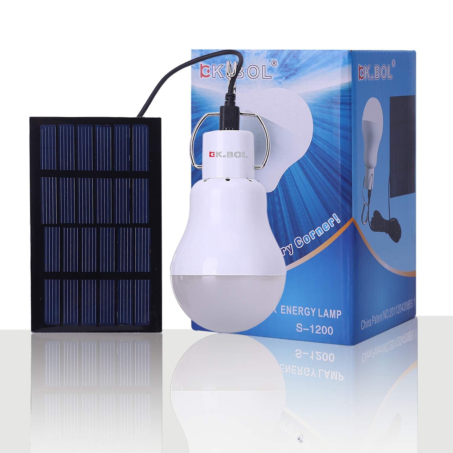 KK.BOL Portable Solar Led Light Bulb Rechargeable Solar Lamp S-1200-01 for Outdoor Lighting Fishing Camping Chicken coop Lamp Lights