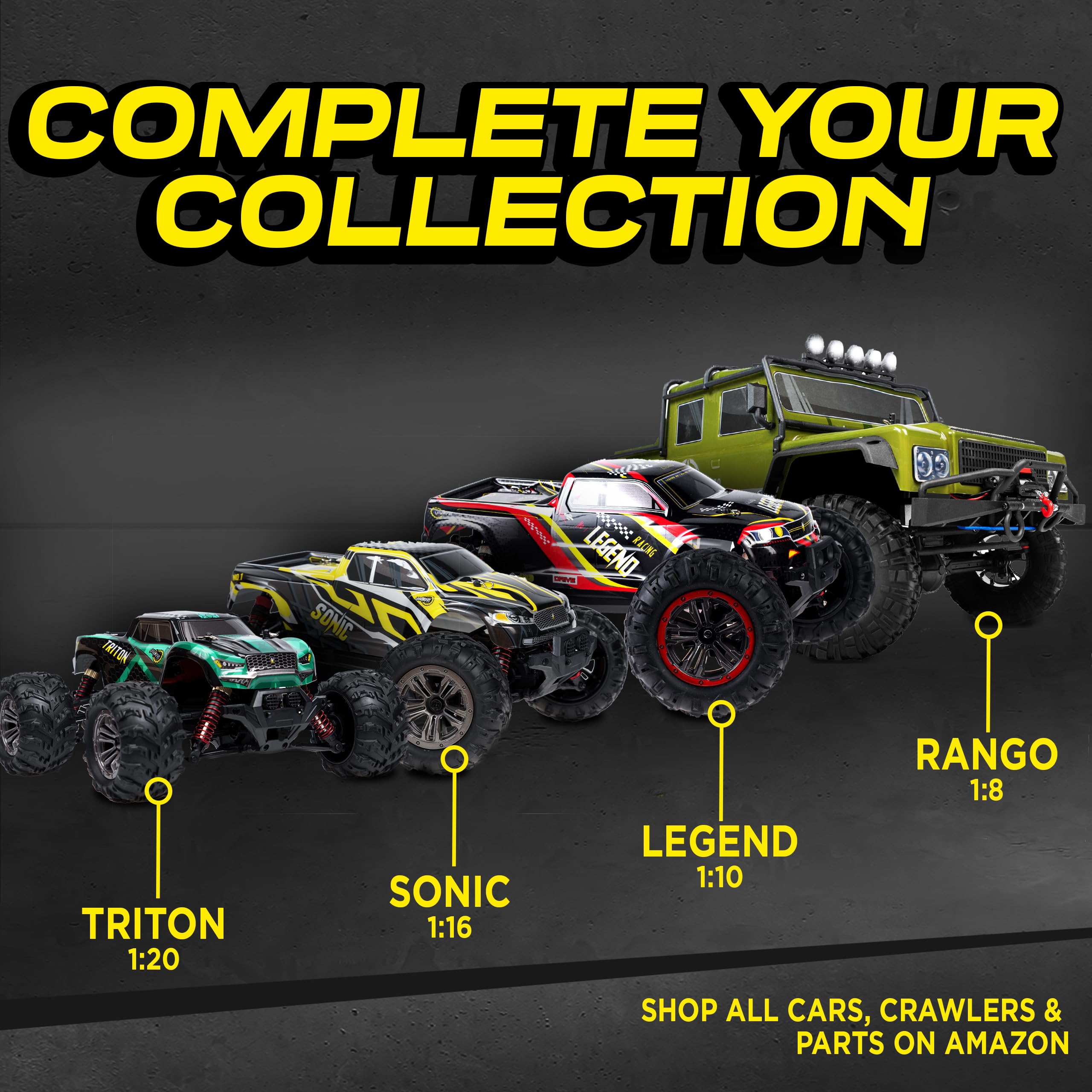 LAEGENDARY 1:16 Scale 4x4 Off-Road RC Truck - Hobby Grade Brushed Motor RC Car with 2 Batteries, Waterproof Fast Remote Control Car for Adults