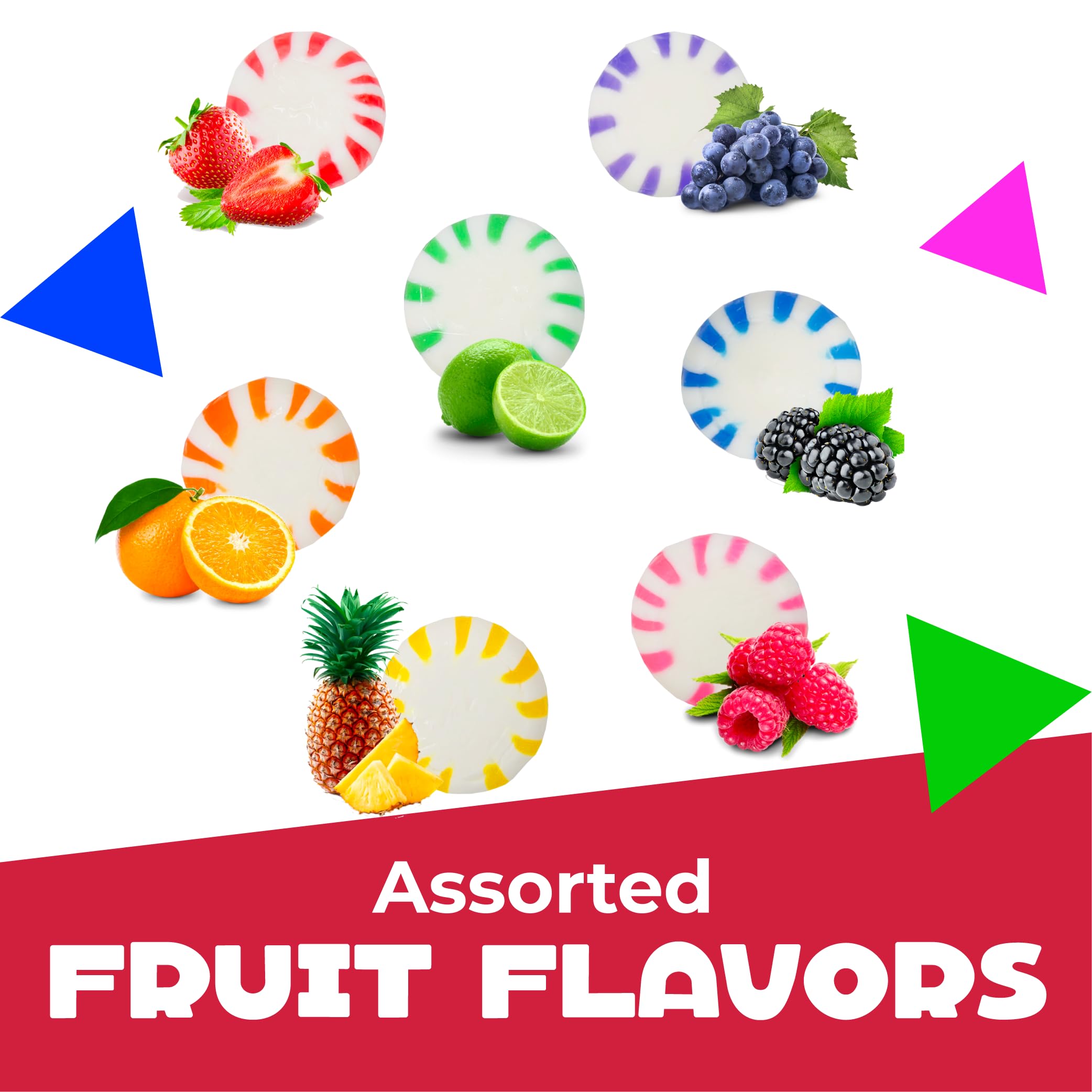 LaetaFood Fruit Starlights Hard Candy Assortment, Individually Wrapped (1 Pound Bag)