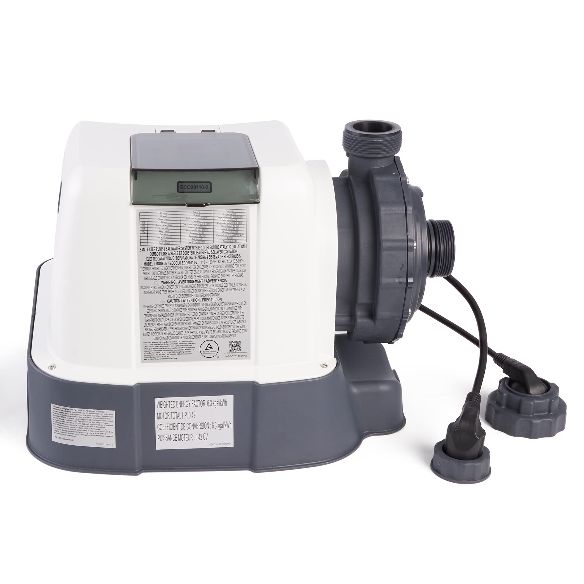 Intex 3000 Sand Filter Pump with Built-in Timer and Automatic Vacuum Cleaner Maintenance Kit for above Ground Outdoor Swimming Pools