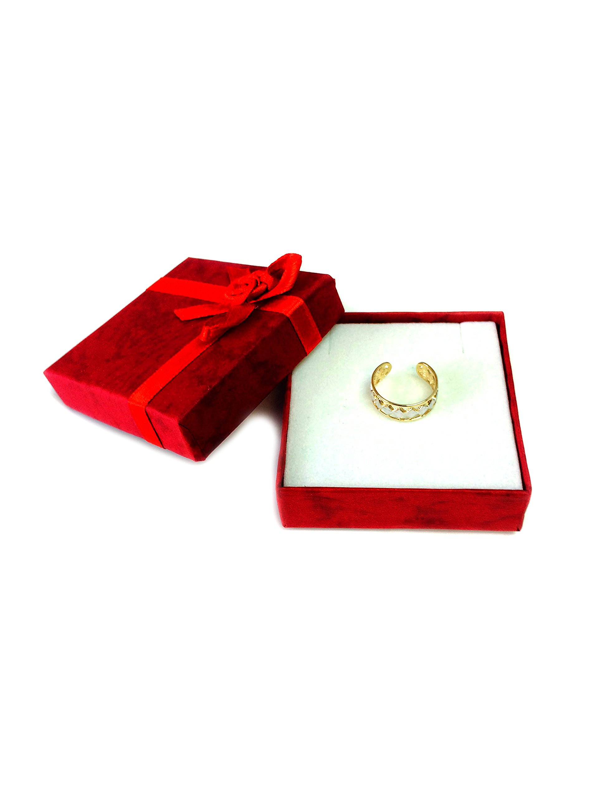 Jewelry Affairs 14K White And Yellow Gold Diamond Cut And Millgrain Design Adjustable Toe Ring 6mm