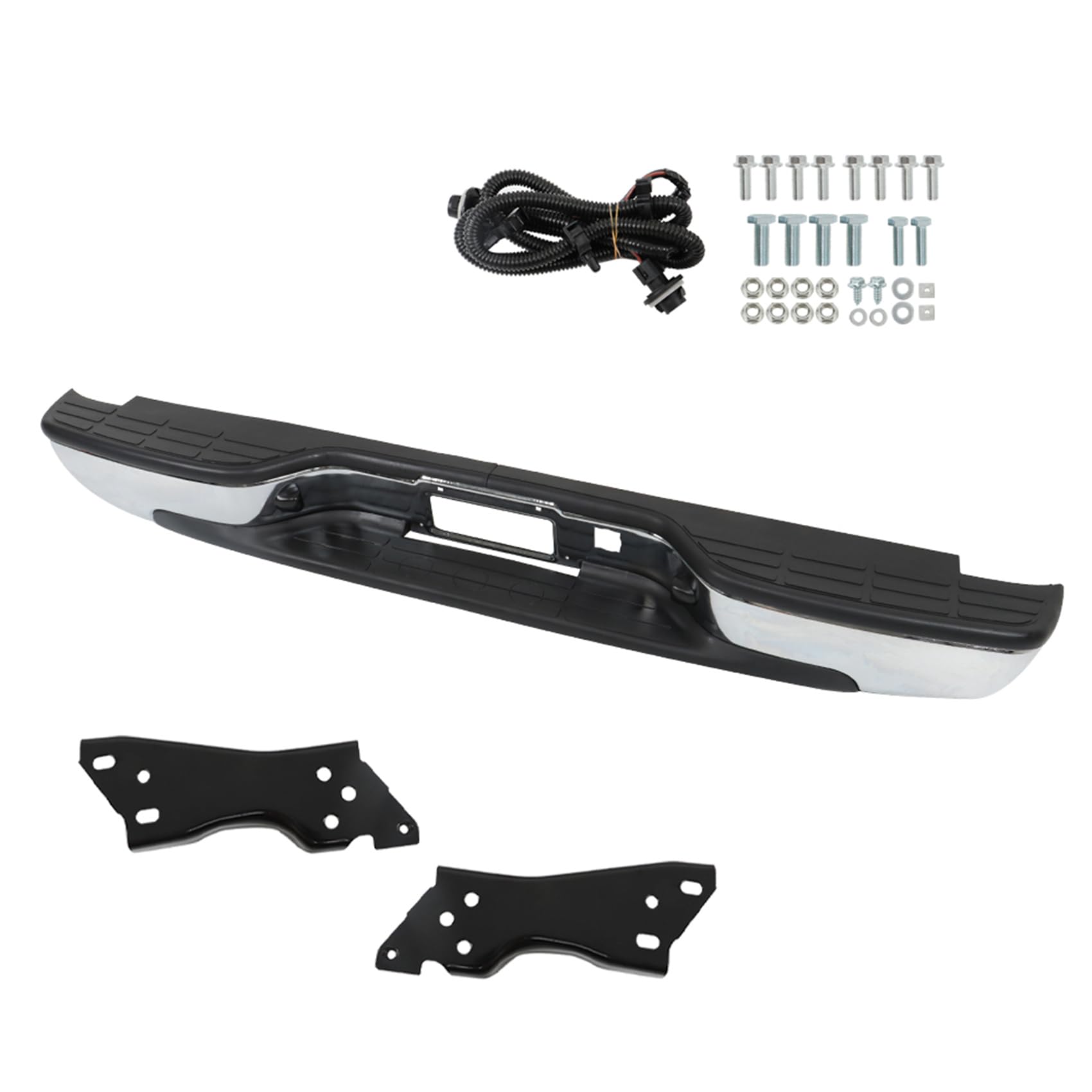 labwork Rear Step Bumper Light Face Bar Steel Replacement for GMC Sierra Chevrolet Silverado 1999-2006