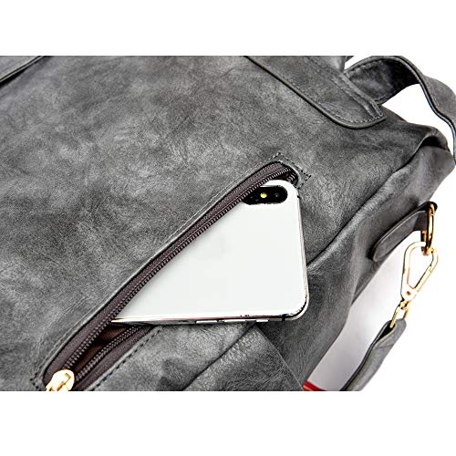 ZOCILOR Women's Fashion Backpack Purse Multipurpose Design Convertible Satchel Handbags and Shoulder Bag PU Leather Travel bag (Grey)