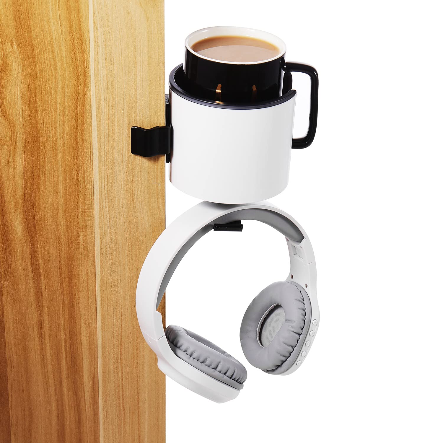 Luxury 2-in-1 Clamp-On Cup Holder/Bottle Holder for Microphone Stand Tube (WHITE)