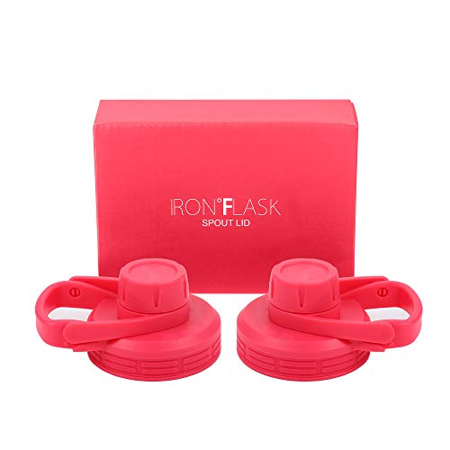 IRON °FLASK Spout Lid for Wide Mouth, Insulated Sports Water Bottles, Chug Lid, BPA Free 2 Lids (Fuchsia)