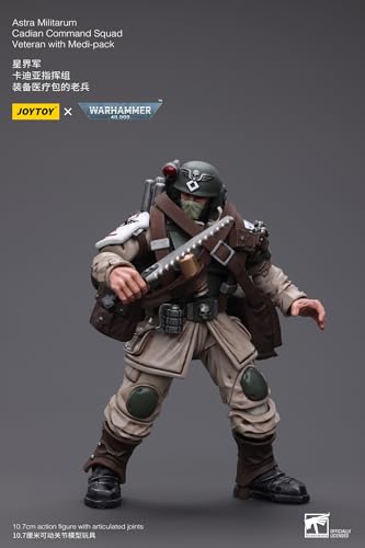 JoyToy Warhammer 40K: Astra Militarum Cadian Command Squad Veteran with Medi-Pack 1:18 Scale Figure