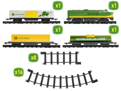 Lionel John Deere Miniature Ready-to-Play Set, Battery-Powered Model Train, Multicolor