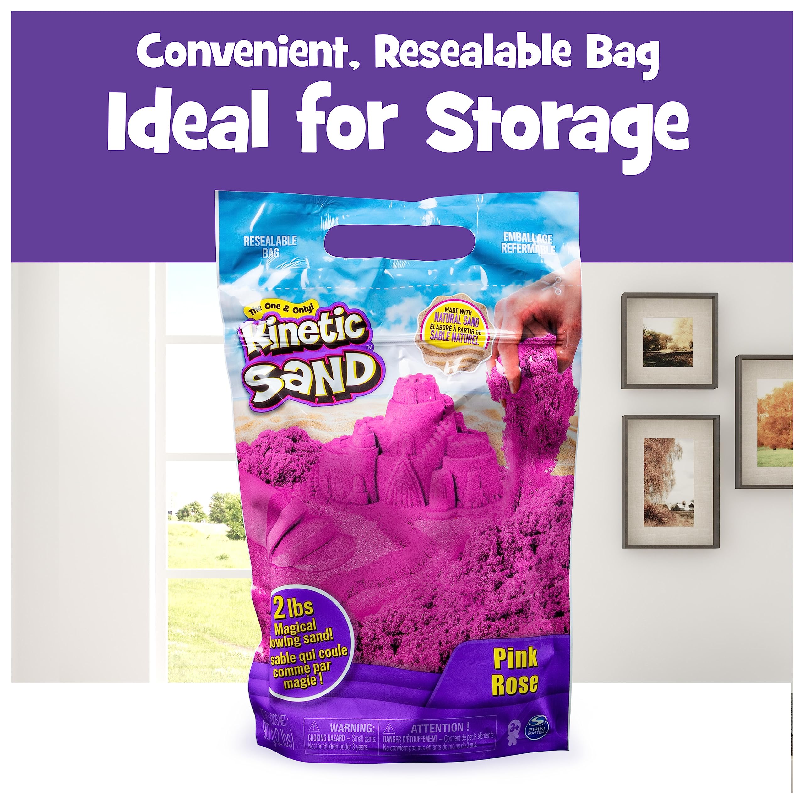Kinetic Sand, The Original Moldable Sensory Play Sand, Pink, 2 lb. Resealable Bag, Ages 3+
