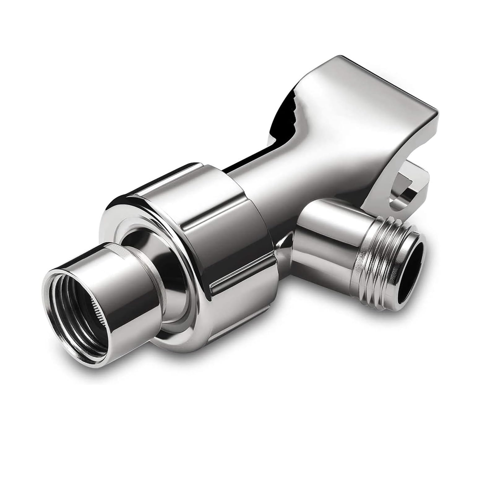 Katezon Shower Head Holder with Solid Brass Ball Joint for Handheld Shower Head, Adjustable Shower Arm Mount for Connecting Shower Arm and Shower Hose, 1/2 Inch (Chrome)