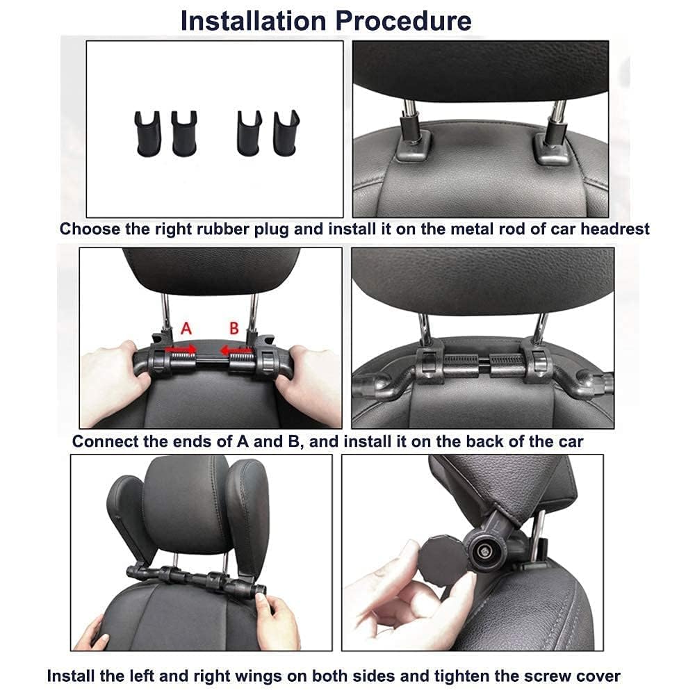LATIT Car Seat Headrest Pillow, Premium Car Head Support, Detachable Head Neck Support Adjustable Travel Sleeping Cushion for Kids Adults - Black