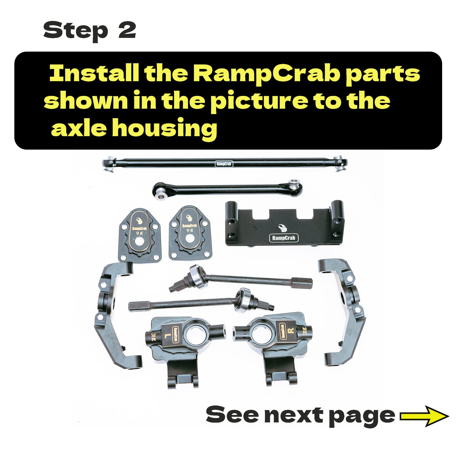 RampCrab RC Model Car Upgrades Parts for UTB18, 4-Wheel Steering 4WS Set for 1/18 AXIAL UTB18 Capra Trail Buggy
