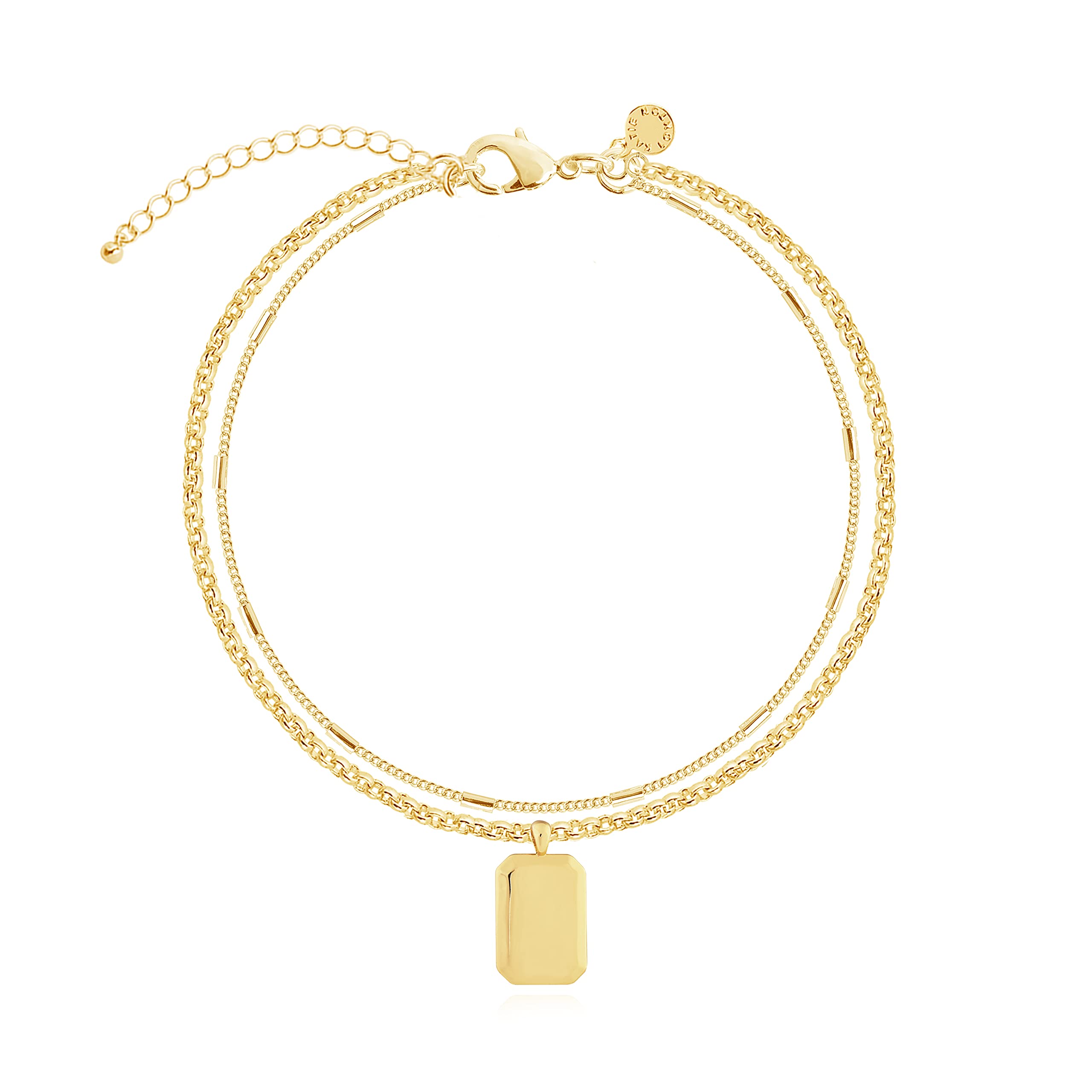 KATIE LOXTON Kismet Chains Womens Boxed Gold Plated Adjustable Bangle Charm Layered Bracelet Tag