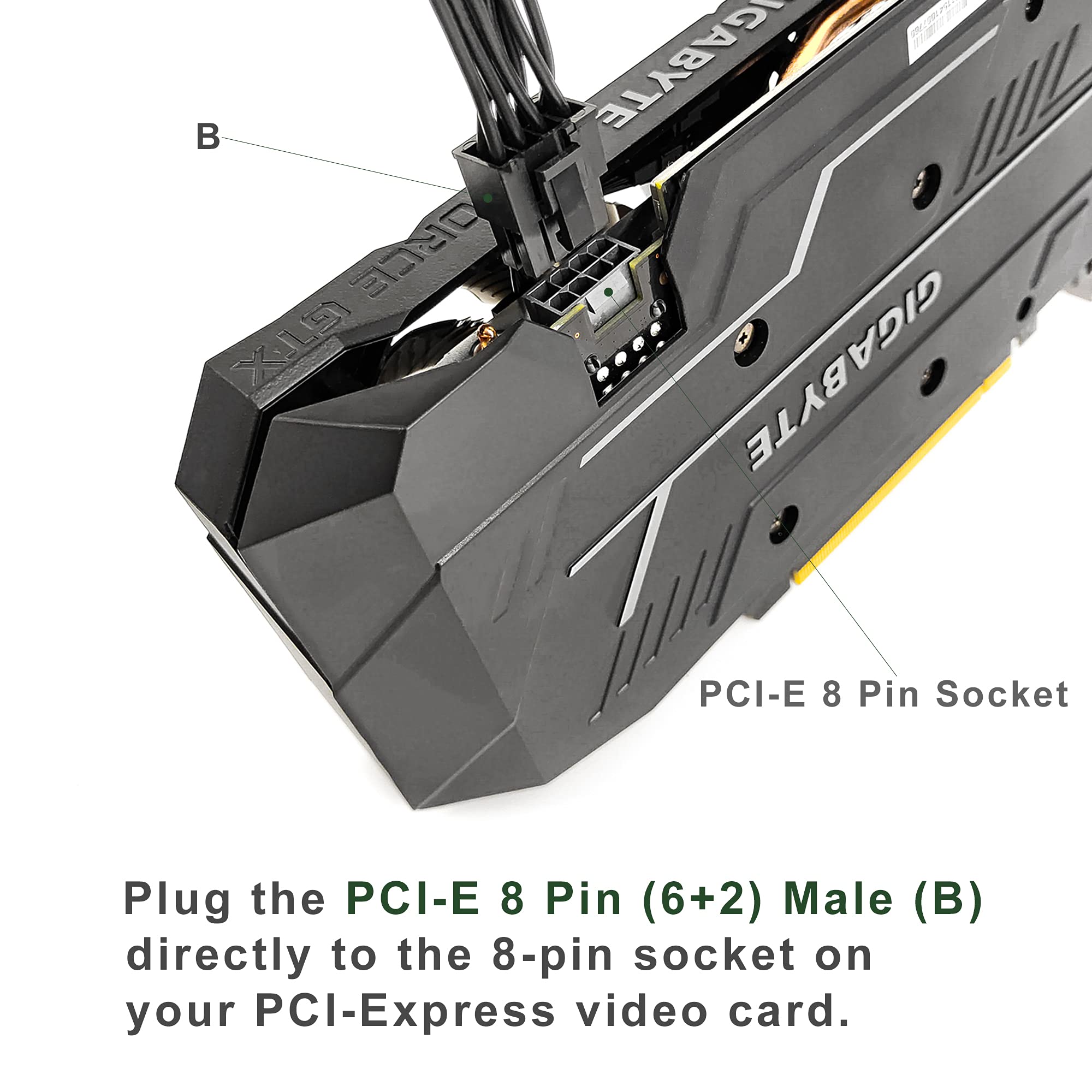 JZYMOD EPS/ATX 8 Pin to Dual PCIE 8 Pin (6+2) Power Cable only for Corsair Modular Power Supplies(25 + 9 inches)