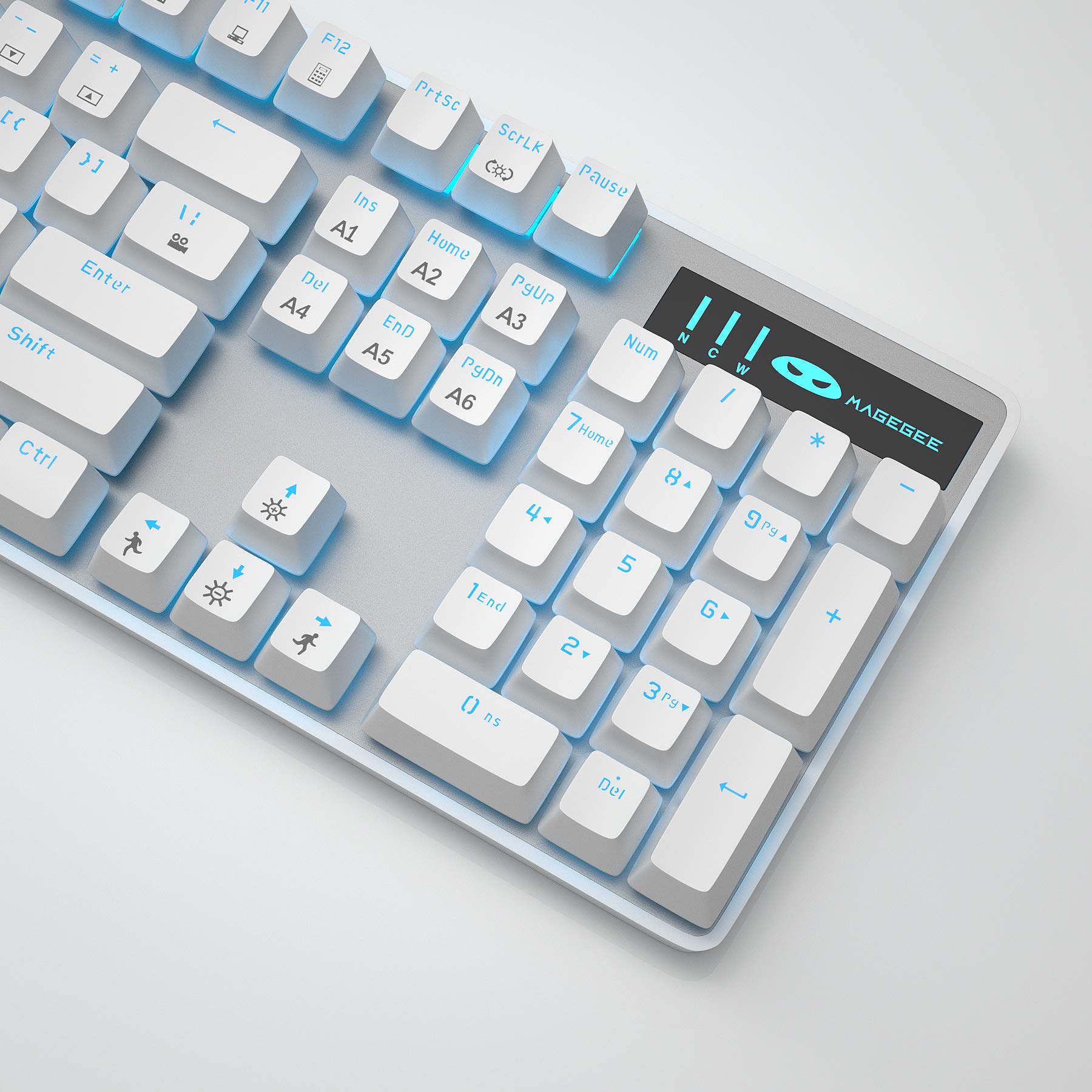 MageGee Mechanical Gaming Keyboard, Wired USB Adjustable Backlight Keyboard, New Mechanical Storm 100% Anti-ghosting Keyboard with Blue Switches for Windows PC/MAC Games (White)