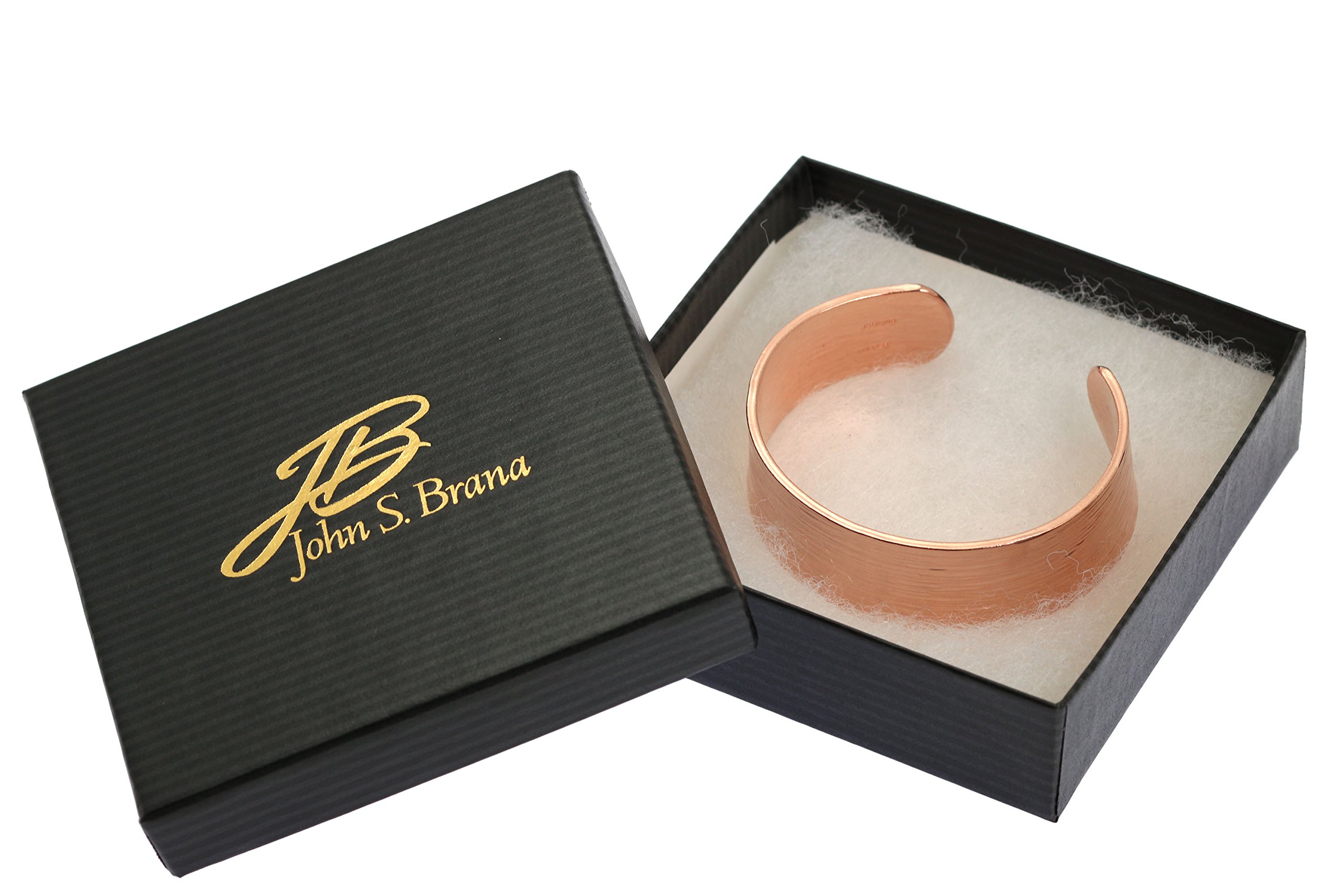 John S. Brana Chased Copper Cuff Bracelet Handmade Jewelry - 100% Solid Uncoated Copper (6.5 Inches)