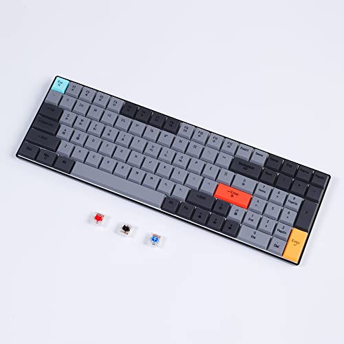 Odycle Low Profile Mechanical Keyboard, 99 Keys Triple-Mode 2.4G/USB-C/Bluetooth Wireless Mechanical Keyboard with RGB Backlit, Compatible with Windows and Mac OS Systems, Blue Switch,Black