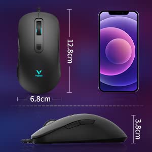 Rapoo Gaming Mouse Wired, V16RGB Computer PC Gaming Mice with RGB Lighting Modes up to 12800 DPI, Ergonomic, 6 Programmable Buttons, Plug & Play USB for Windows PC Mac Laptop Gamer
