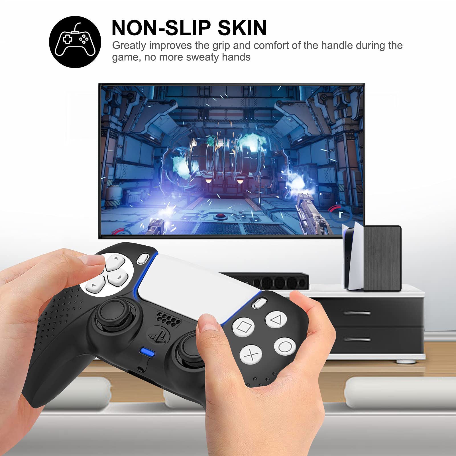 MASiKEN 4-IN-1 PS5 Accessories, Controller Skin, Console Dust Cover, Headset Carrying Case, Travel Case Fit Official 2 Controllers, Headset Pulse 3D, Remote, Bundle Waterproof, Anti Shock (Black)