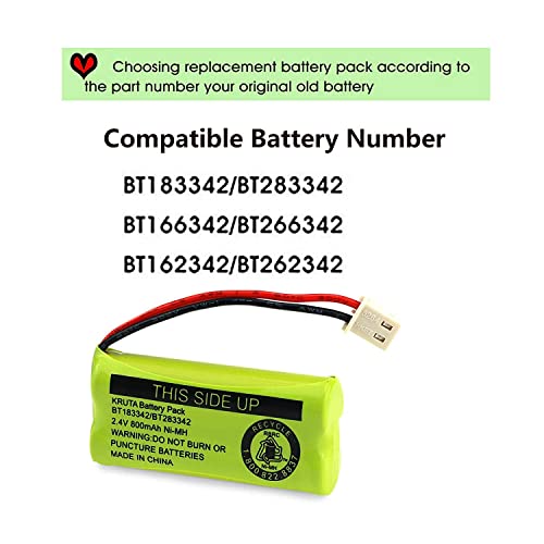 Kruta BT183342 BT283342 BT166342 BT266342 BT162342 BT262342 Battery Compatible with VTech CS6114 CS6419 CS6719 AT&T EL52300 CL80112 VTech CS6719-2 Cordless Handsets (Pack of 4)