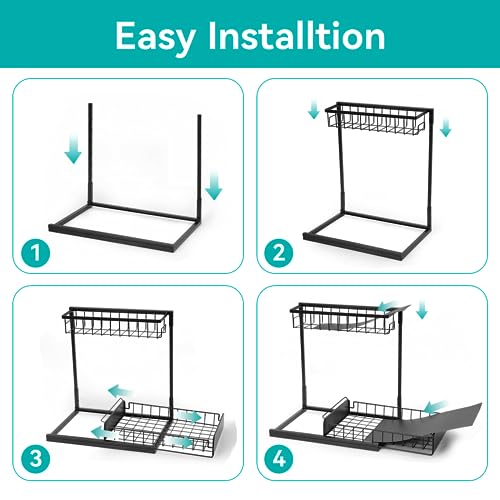 ZWMSSLL Under Sink Organizer, 2 Tier Sturdy, Durable Bathroom-Kitchen Storage Rack with Quiet Sliding, Adjustable, Multi-Purpose Design for Sink and Cabinet Storage