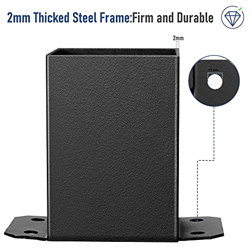 Metty Metal 4×4 Post Base 3 Pcs Post Base Brackets,Inner Size 3.6"x3.6" Heavy Duty Powder-Coated Post Anchor Matte Black Wood Post Brackets for Pavilion Deck Railing Support Deck Base Plate