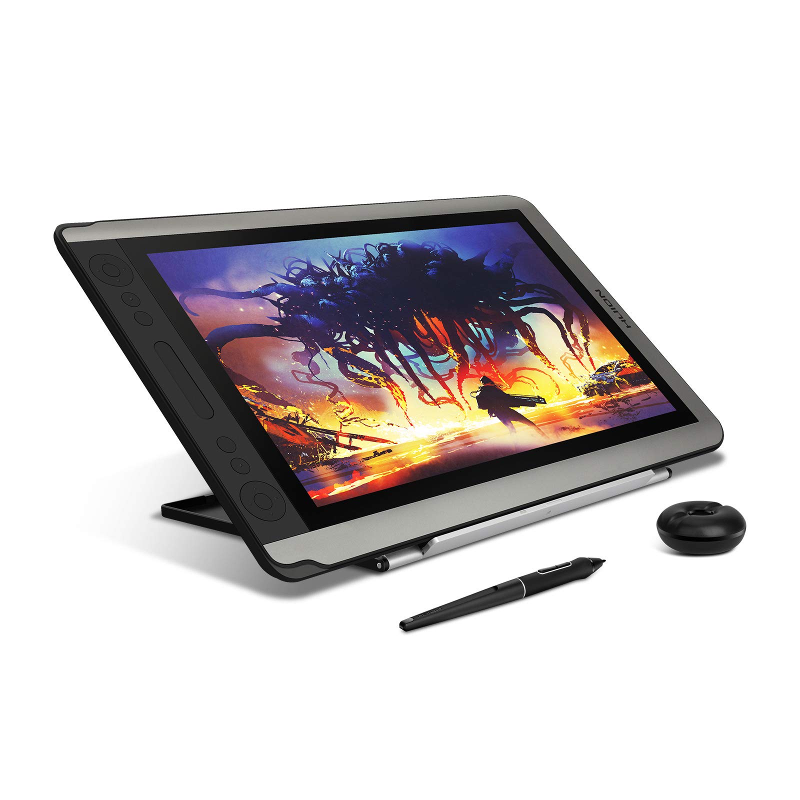 HUION KAMVAS 16 Digital Drawing Tablet with Screen Graphics Pen Display with Battery-Free Stylus Tilt 14 Press Keys Touch Bar Adjustable Stand for Art Animation Beginner-15.6 inch