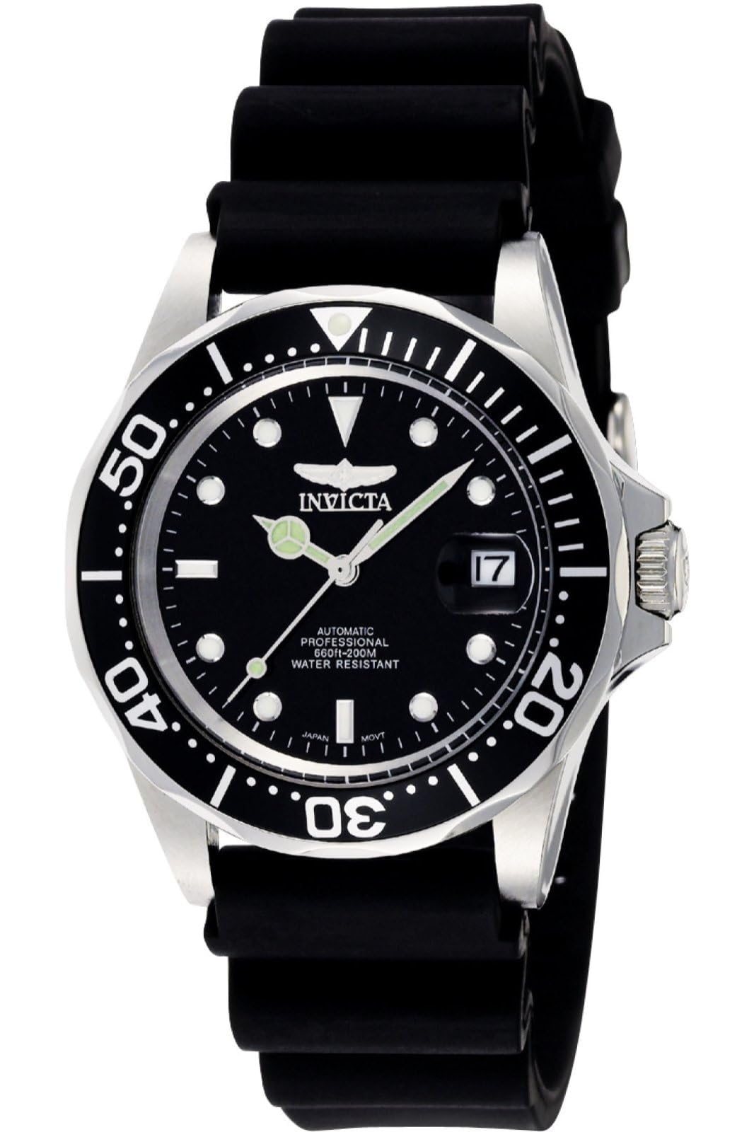 Invicta Men's Pro Diver Automatic Watch with Polyurethane Strap, Black (Model: 9110)