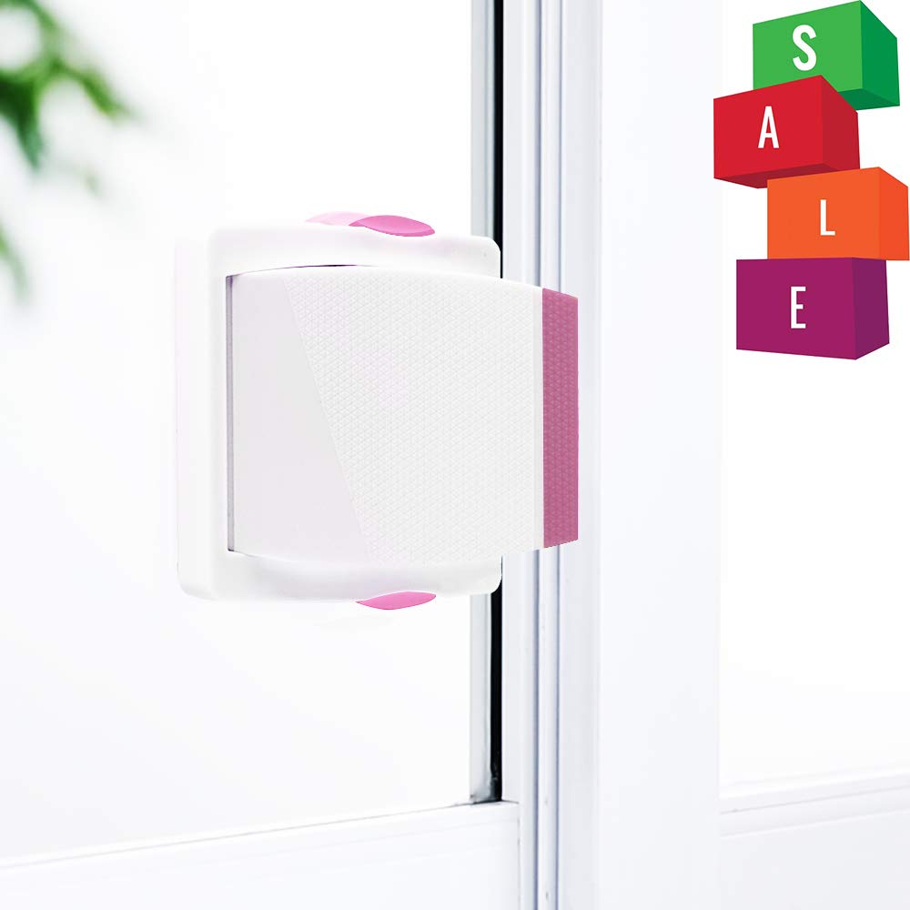 Kelamayi Sliding Door Lock for Child Safety 4 Pack Childproof Safety Lock Upgraded for Cabinet Closet Cupboard Bathroom Kitchen Doors Windows,3M Adhesive No Drilling