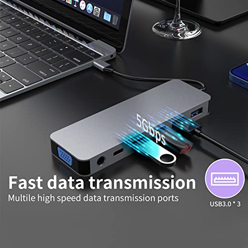 USB C Hub, Gigabit Ethernet Port 13 in 1 USB C Hub Displayport Fast Heat Dissipation 4 USB Port for Mouse