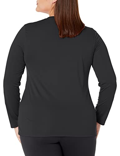 Just My Size Women's Plus Size Active Long Sleeve Cool Dri V-Neck Tee, Black, 5X