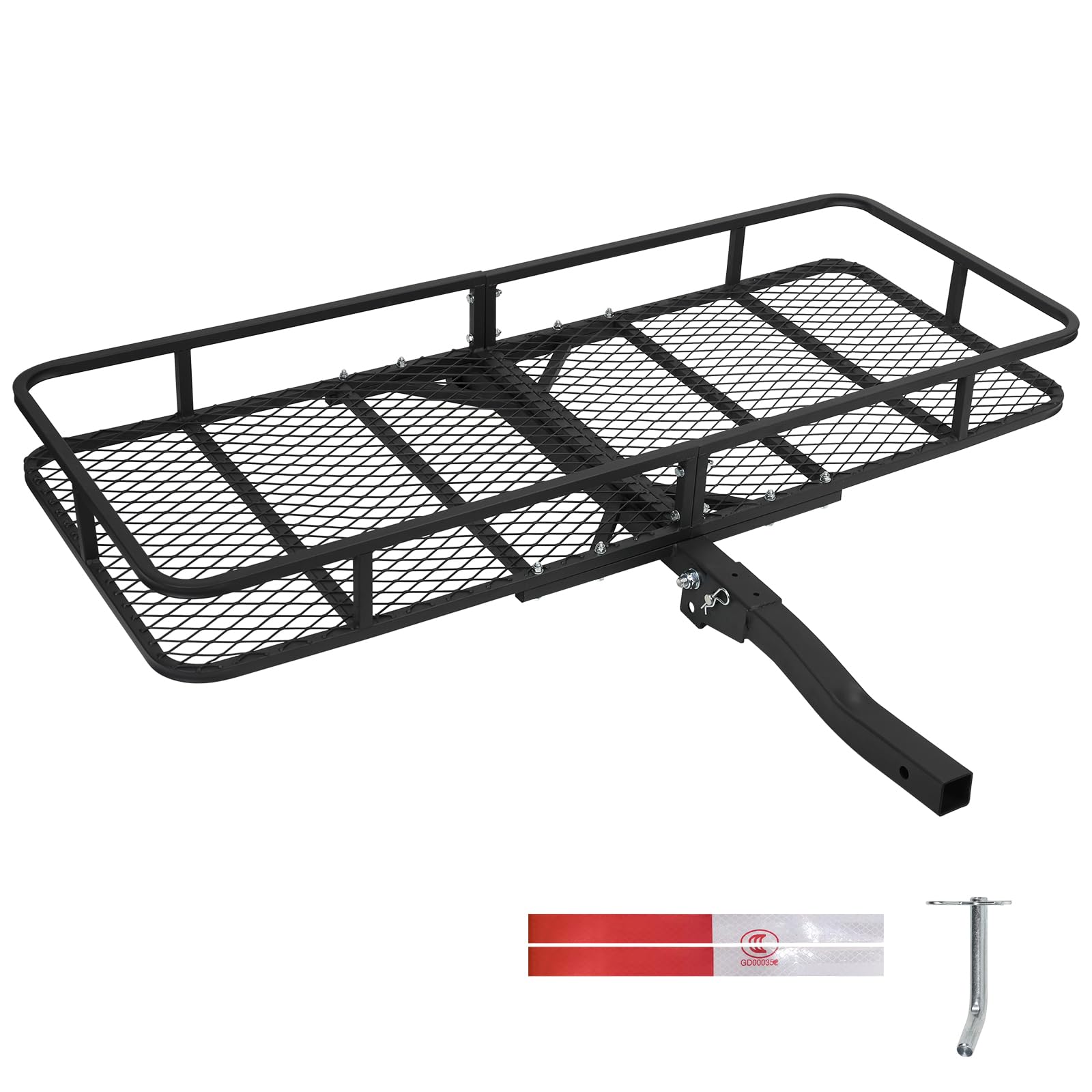 Leader Accessories Hitch Mount Cargo Carrier with Stand Foldable Cargo Basket 60" L x 20" W x 5" H with 500 LB Capacity Fits 2" Receiver