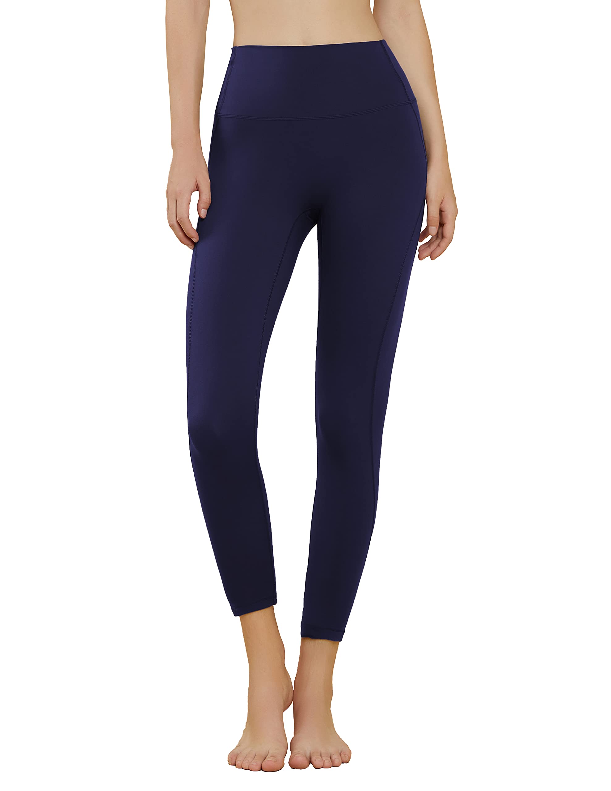 Mipaws Seamless High Waisted Yoga Pants with Pockets 7/8 No Front Seam Buttery Soft Workout Leggings for Women 25 Inches (S, Navy)