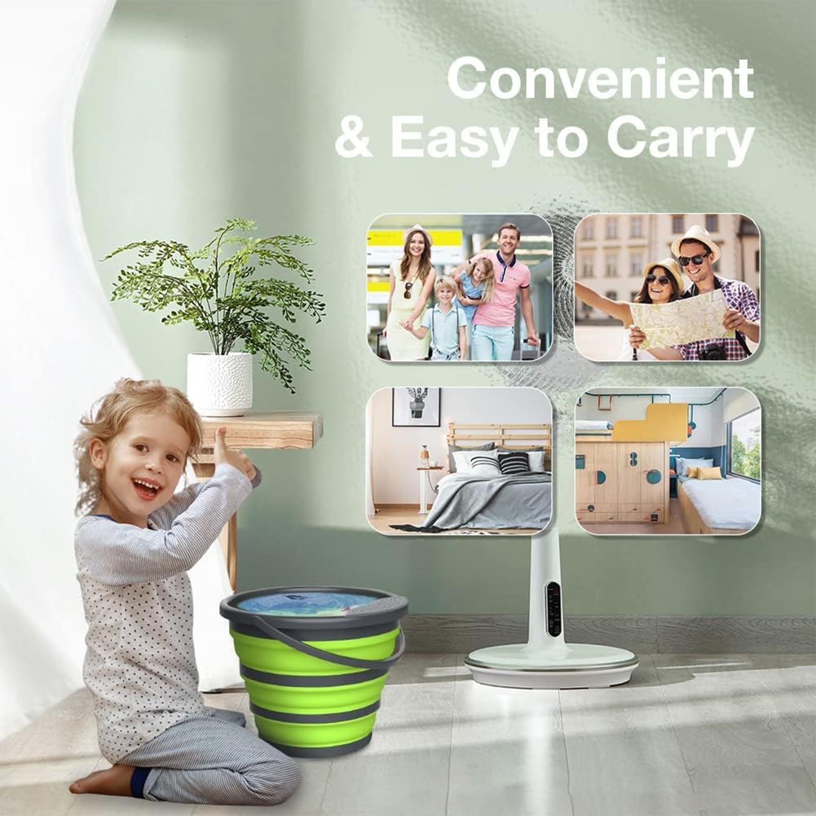 KAZIO Foldable Washing Machine,10L Ultrasonic & Turbine Cleaning Mini Washer, Portable Washing Machine with USB Power Port, Compact Laundry Machine with 24W Motor for Home, Apartment, Camping & Dorms