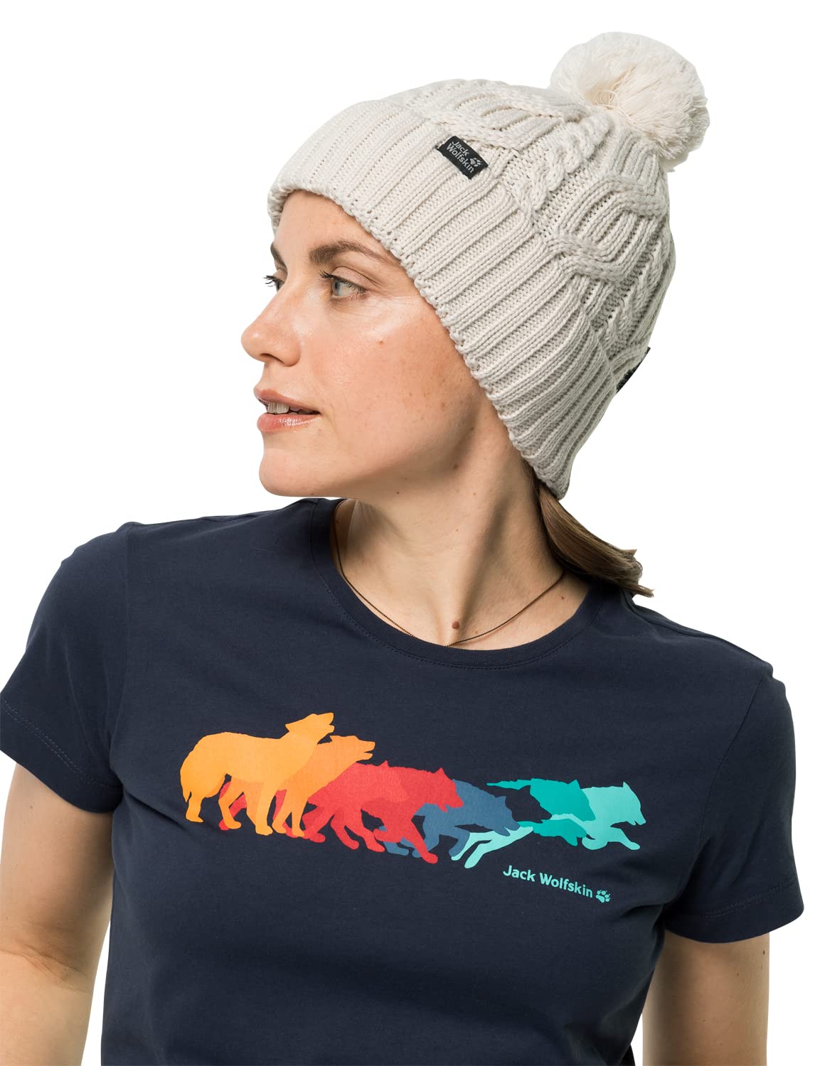 Jack Wolfskin Stormlock Pompom Beanie, Birch, One Size