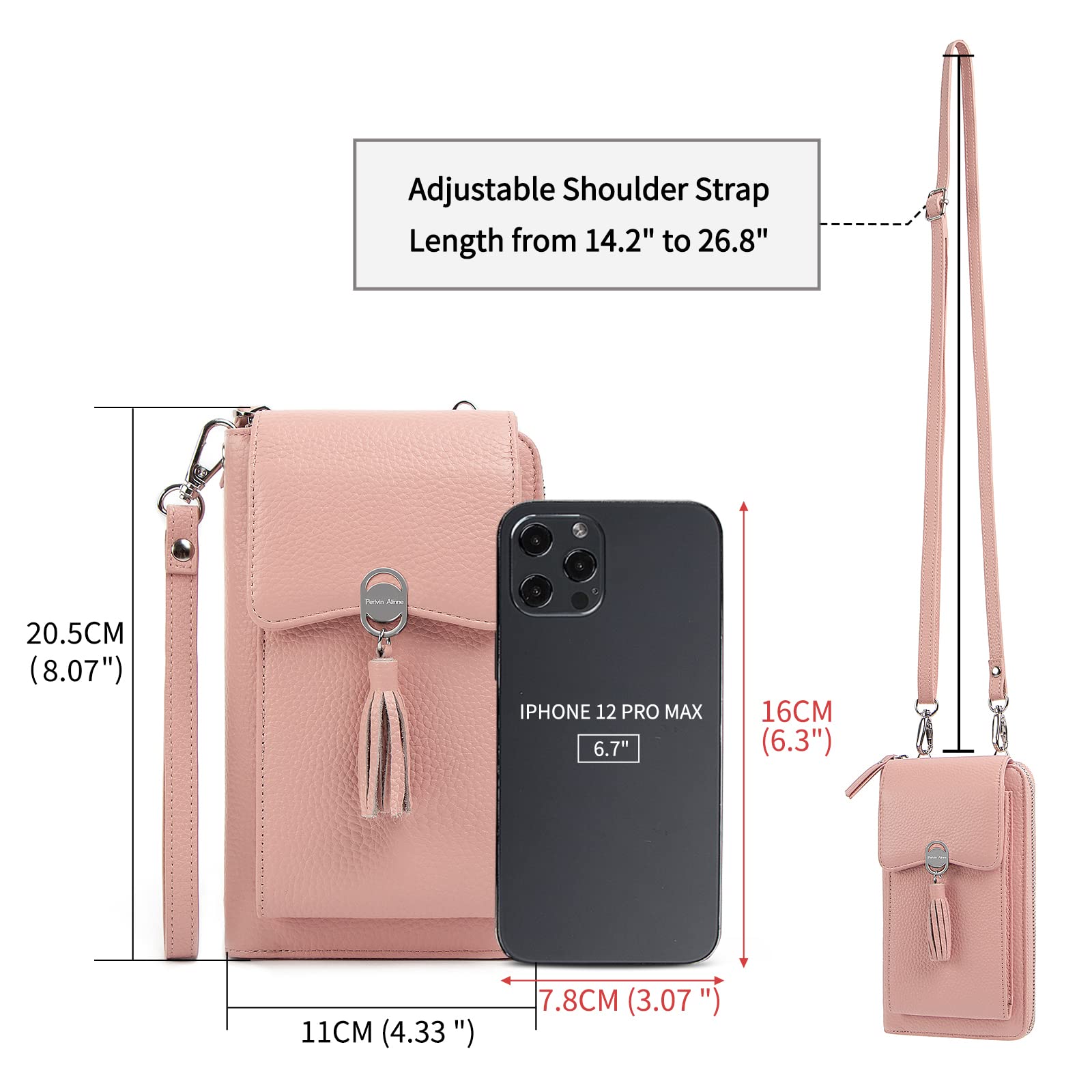 Perlvin Alinne Small Genuine Leather Crossbody Bag for Women Rfid Blocking Cell Phone Wallet Purse Handbag with Card Slots